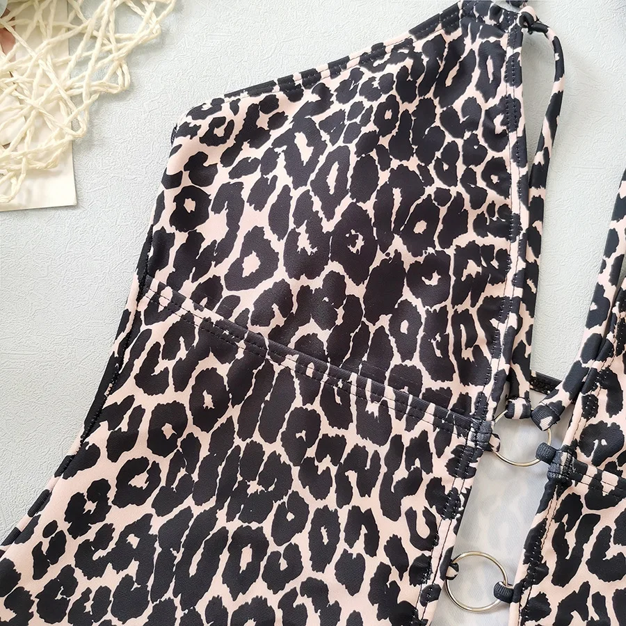 One Piece Leopard Print Swimsuit - Piaio